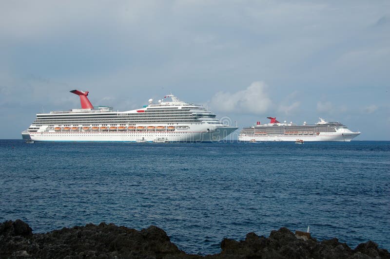 Panoramic View of Two Cruise Ships Stock Image - Image of onboard ...