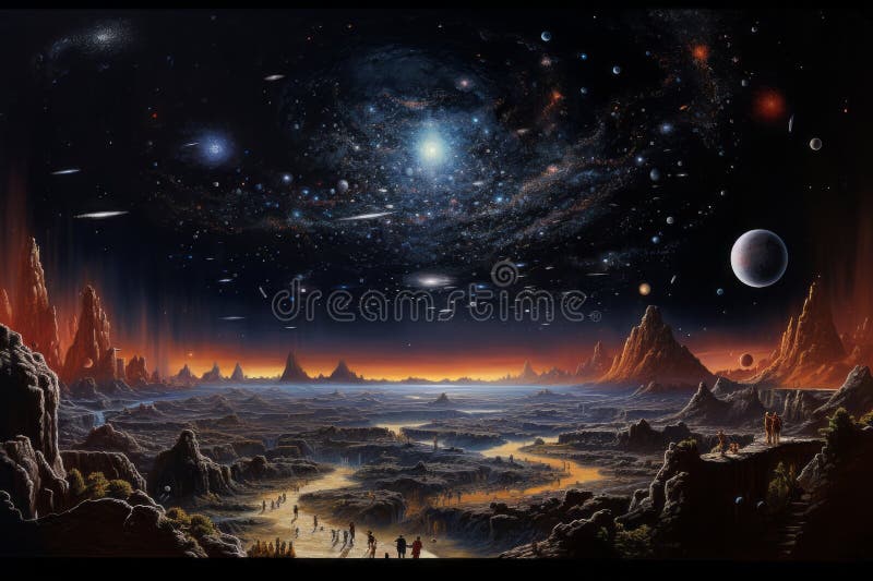 A Panoramic View of the Universe S Wonders Stock Illustration ...