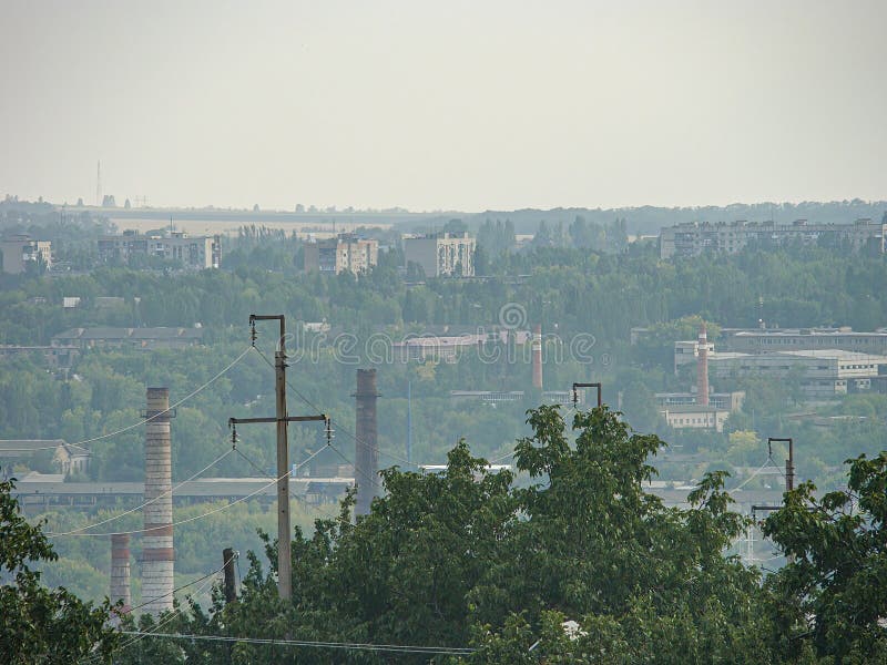 Panoramic View of Urban Landscape, Split between Cityscape at Lower ...