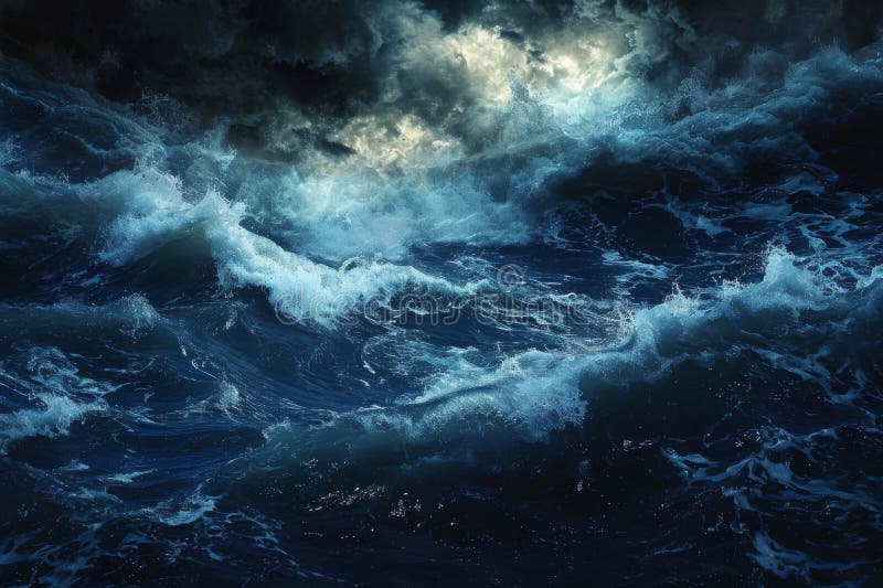 A Panoramic View of a Vast Body of Water with Powerful Waves Crashing ...