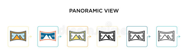 Panoramic View Vector Icon in 6 Different Modern Styles. Black, Two ...