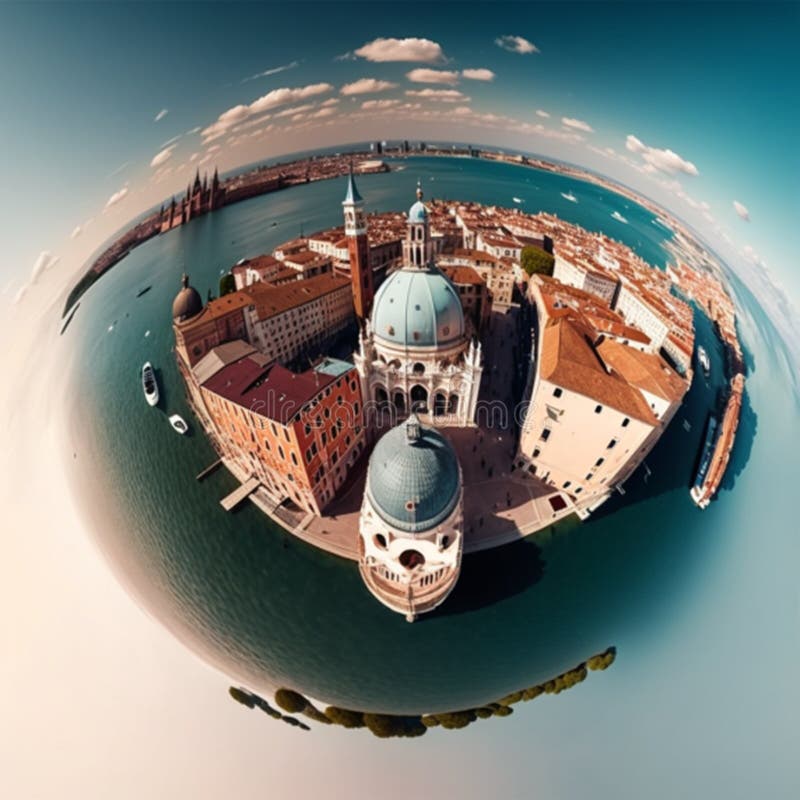 Panoramic View of Venice. AI Stock Illustration - Illustration of ...