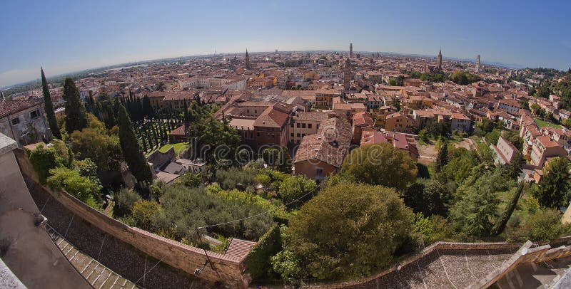 Panoramic View of Verona stock image. Image of bridge - 31201555