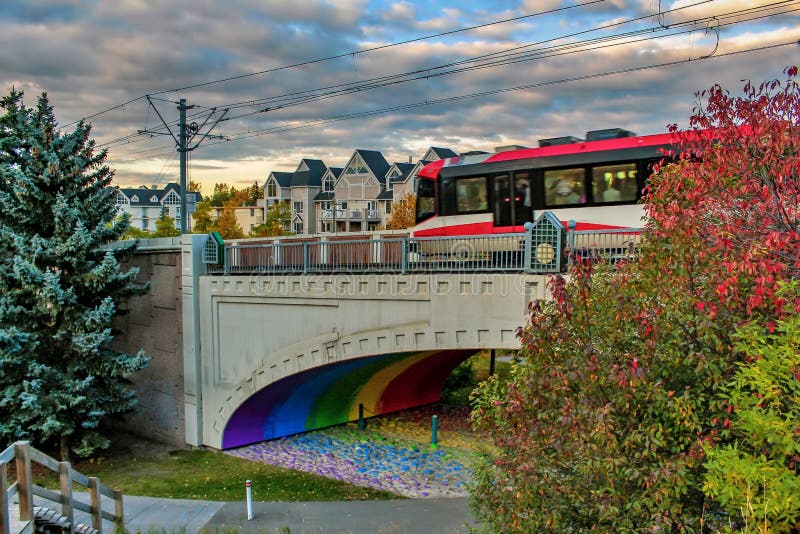 Train Crossing Over the Rainbow Bridge Stock Photo - Image of nature ...