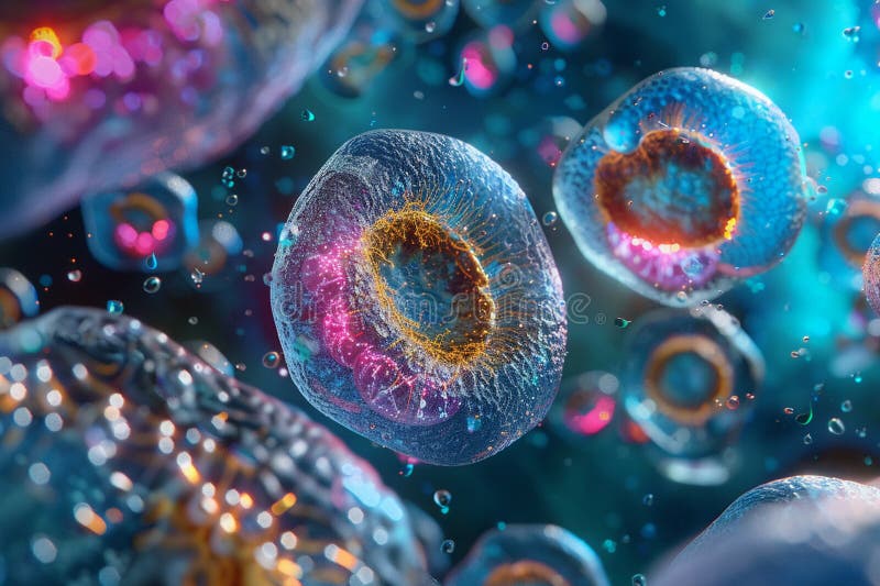 Panoramic View of Vibrant Embryonic Stem Cells 3D Illustration Stock ...