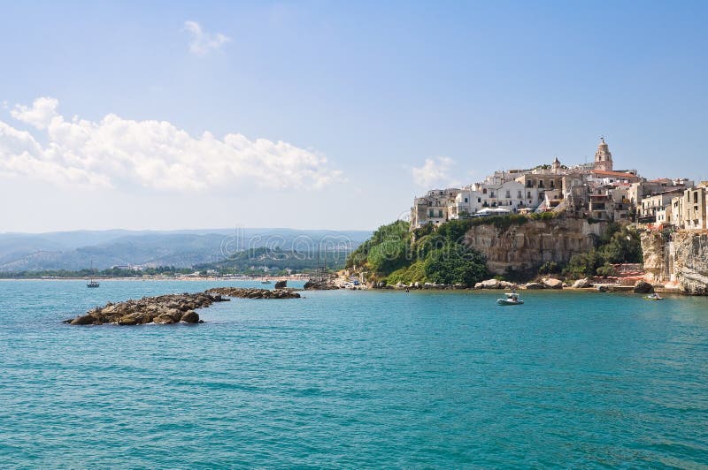 Panoramic View of Vieste. Puglia. Italy Stock Image - Image of apulia ...