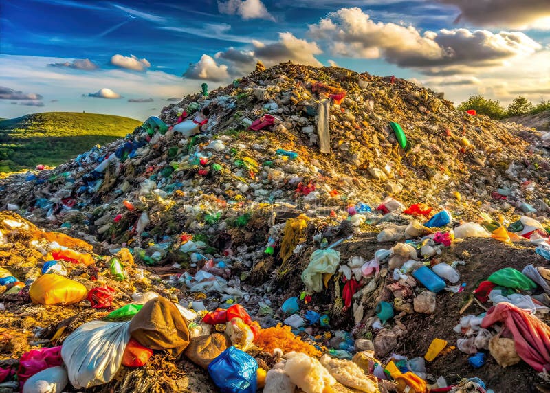 Panoramic View of a Waste Disposal Landfill a Visual Representation of ...