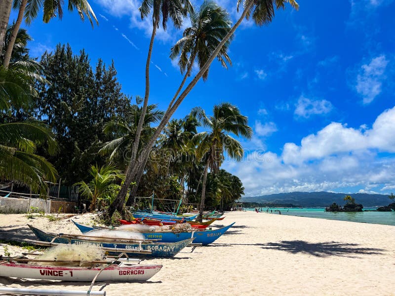 Panoramic View of the White Beach, Boracay Stock Photo - Image of boat ...