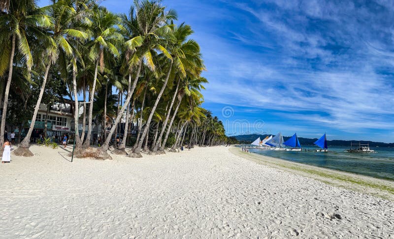 Panoramic View of the White Beach, Boracay Stock Image - Image of ...