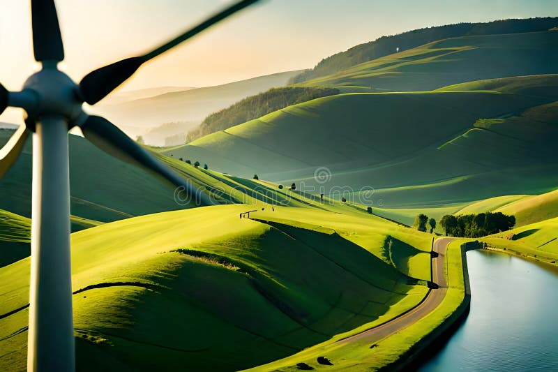 Panoramic View of Wind Farm or Wind Park, with High Wind Turbines for ... Panoramic View of Wind Farm or Wind Park, with High Wind Turbines for ...