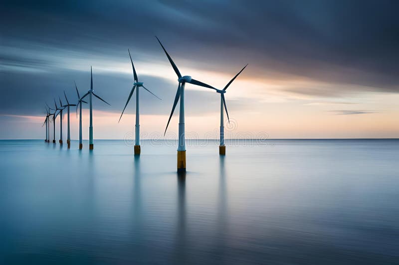 Panoramic View of Wind Farm or Wind Park, with High Wind Turbines for ...