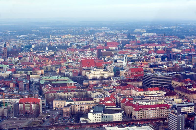 Panoramic view of Wroclaw stock image. Image of high - 37923323
