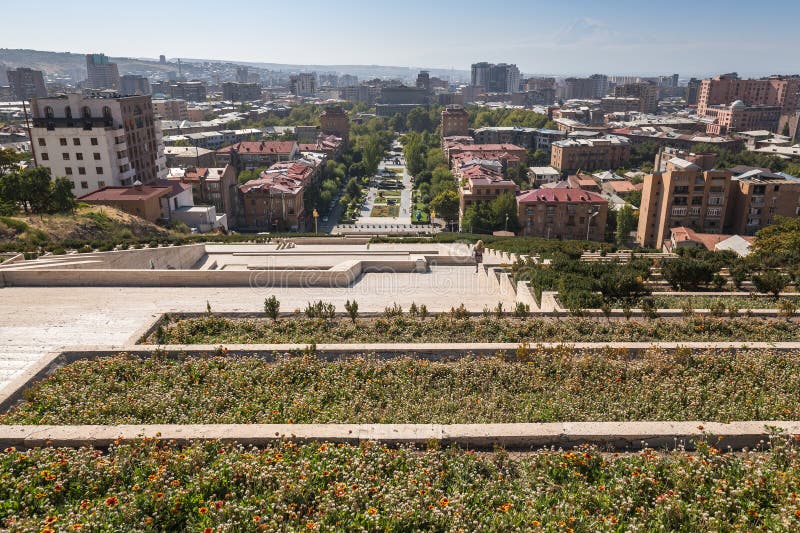 Panoramic View of Yerevan from the Cascade Building Stock Image - Image ...