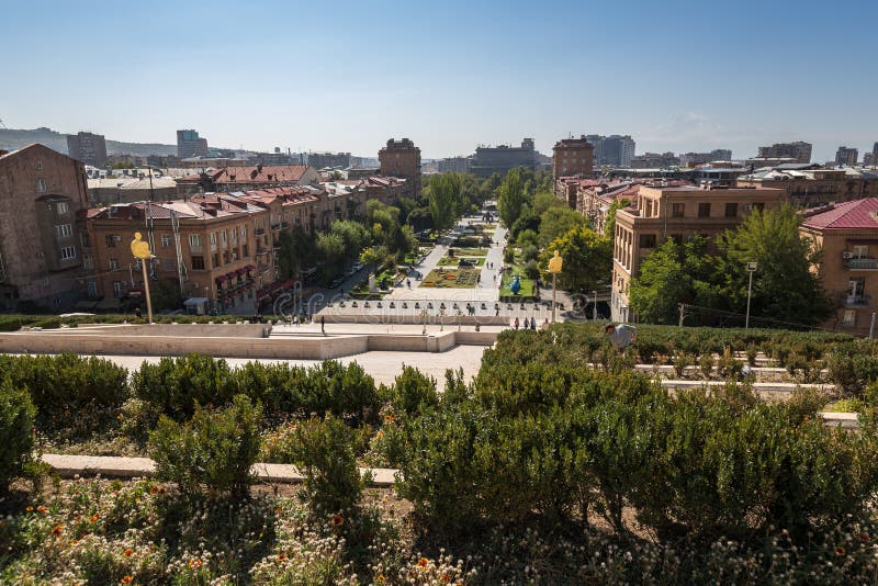 Panoramic View of Yerevan from the Cascade Building Editorial Stock ...