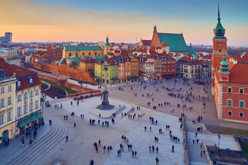 Panoramic View of Zamkowy Castle Square, Warsaw, Poland Editorial Image ...