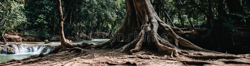 Panoramic Views of a Beautiful, Deep Forest Waterfall in Thailand Stock ...