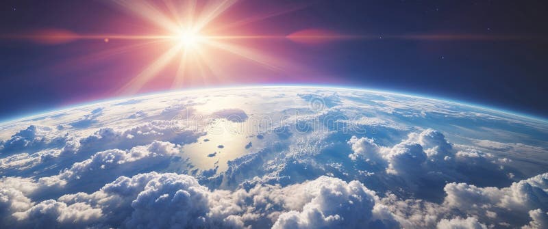 Panoramic Views of Earth with Bright Sunlight Background Stock Image ...