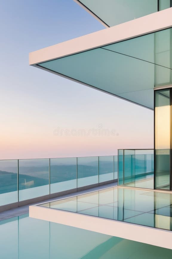Panoramic Views with Floating Glass Terrace. Stock Image - Image of ...