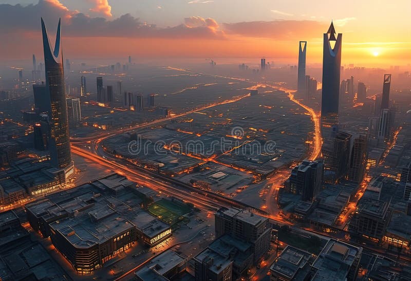 Panoramic Views of Modern Advanced Metropolis with Business Centers and ...