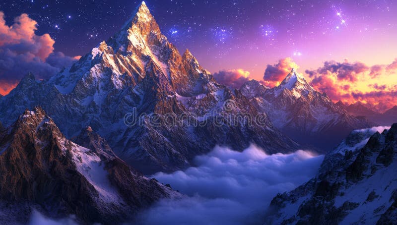 Panoramic Views of a Mountain Range at Sunset Create a Serene ...