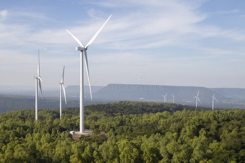 Panoramic Views of the Wind Farm Produces Electricity from Wind Power ...