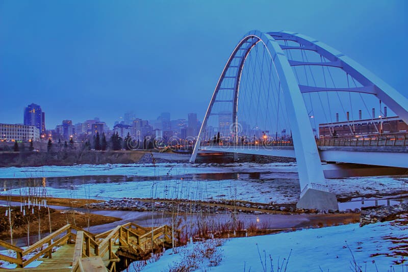 Panoramic Walterdale Bridge Night Time Scenery Stock Image - Image of ...