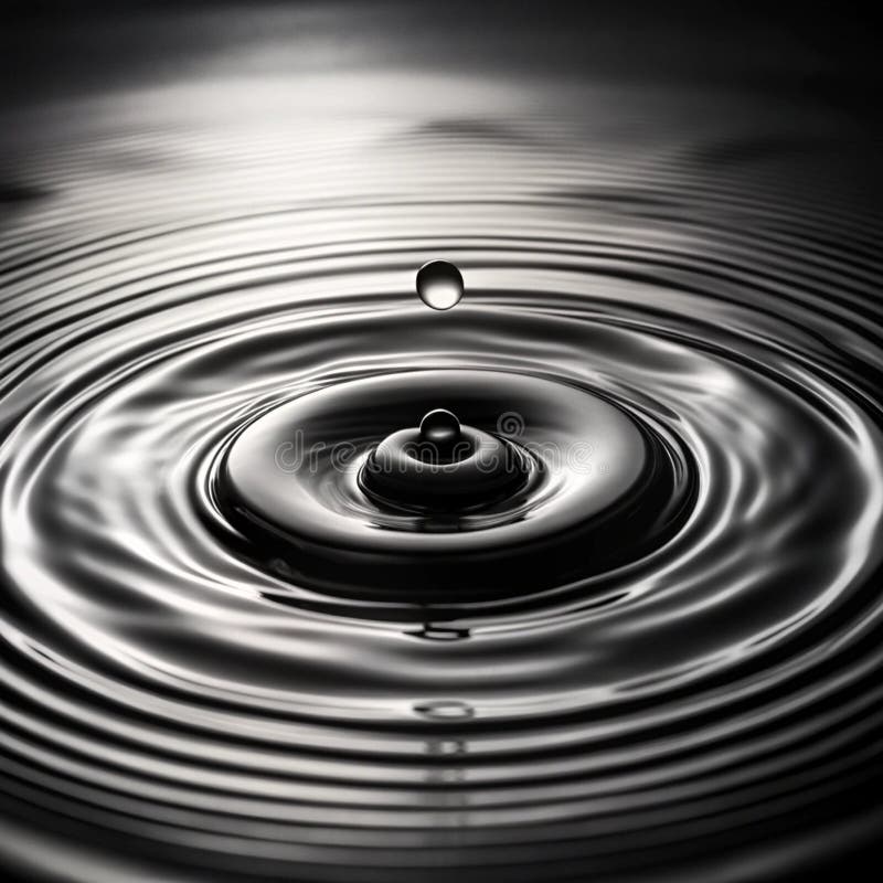 Panoramic Water Ripples with Black Circle Drop Ripple for Design Stock ...