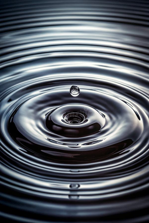 Panoramic Water Ripples with Black Circle Drop Ripple for Design Stock ...