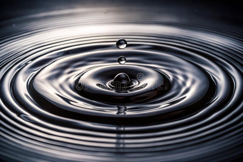 Panoramic Water Ripples with Black Circle Drop Ripple for Design Stock ...