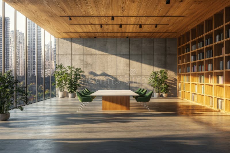 With a Panoramic Window and Projection Screen, the Interior of the ...