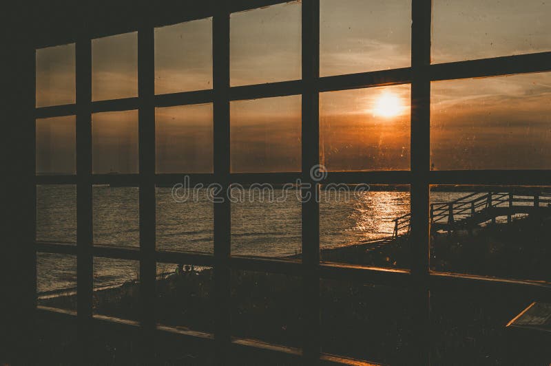 Spectacular View on the Sunset through the Window Stock Image - Image ...
