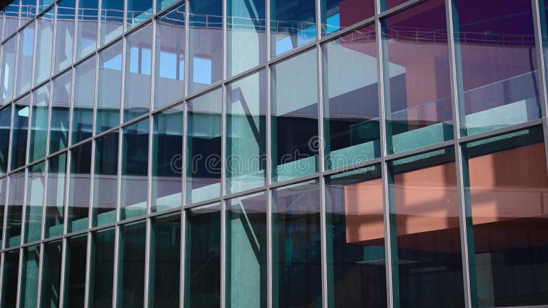 Panoramic Windows of a Modern Commercial Building. High-tech Metal and ...