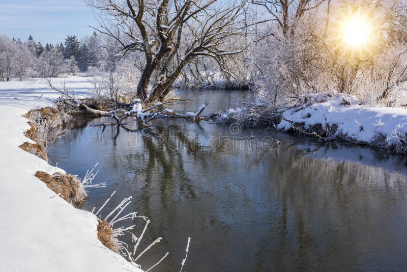 Panoramic Winter Landscape with Mountain Range and Snow Stock Image ...