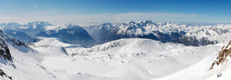Panoramic winter mountains stock image. Image of alps - 18748013