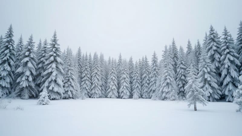 Panoramic Winter Wonderland, Snow Covered Pine Forest in High ...
