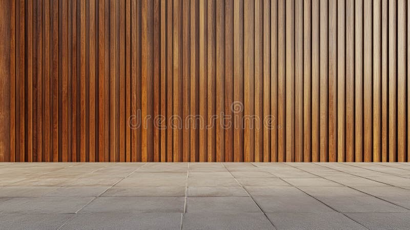 Panoramic Wooden Backdrop with Modern Acoustic Panel Design Stock ...