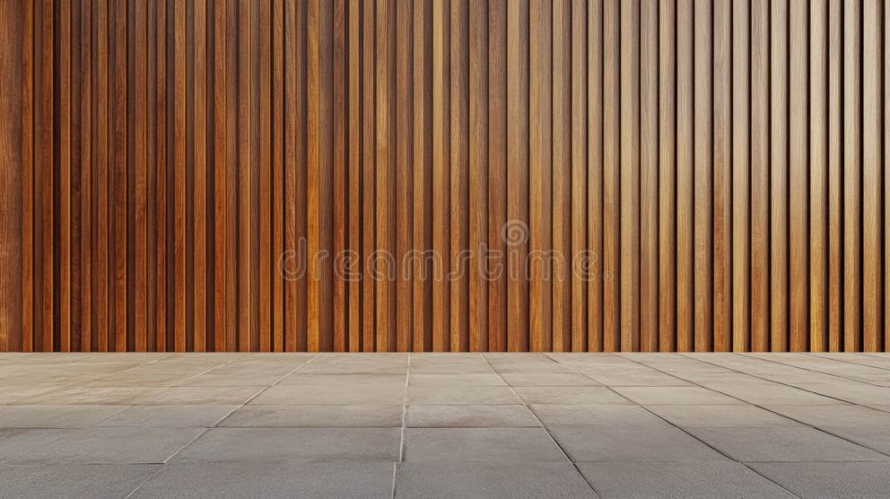 Panoramic Wooden Backdrop with Modern Acoustic Panel Design Stock ...