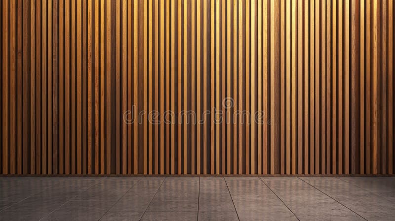 Panoramic Wooden Backdrop with Modern Acoustic Panel Design Stock ...