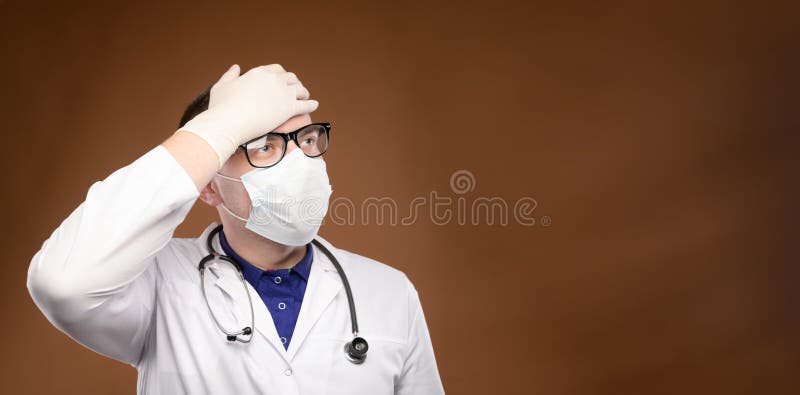Panoramic Young Caucasian Doctor in a Medical Uniform Makes a Facepalm ...