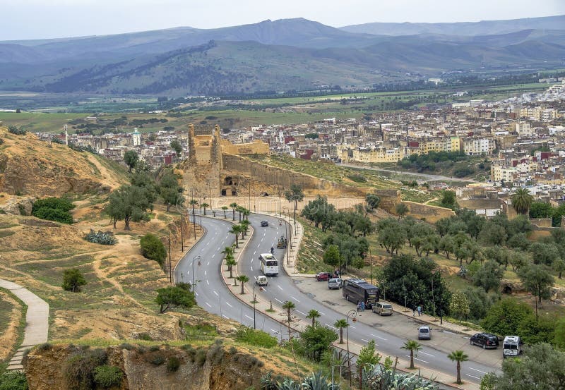 Panoramiczny Widok Fezu Fes Centrum, Maroko Zdjęcie Stock - Obraz ...