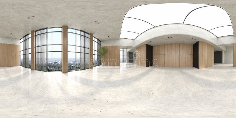 360 Panorana of Empty Modern Style Reception Interior Room 3D Rendering ...