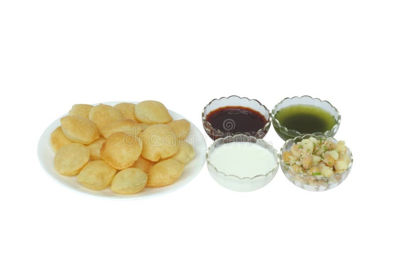 Panpuri with Sweet Red Sauce, Yogurt, Potato Stock Photo - Image of ...