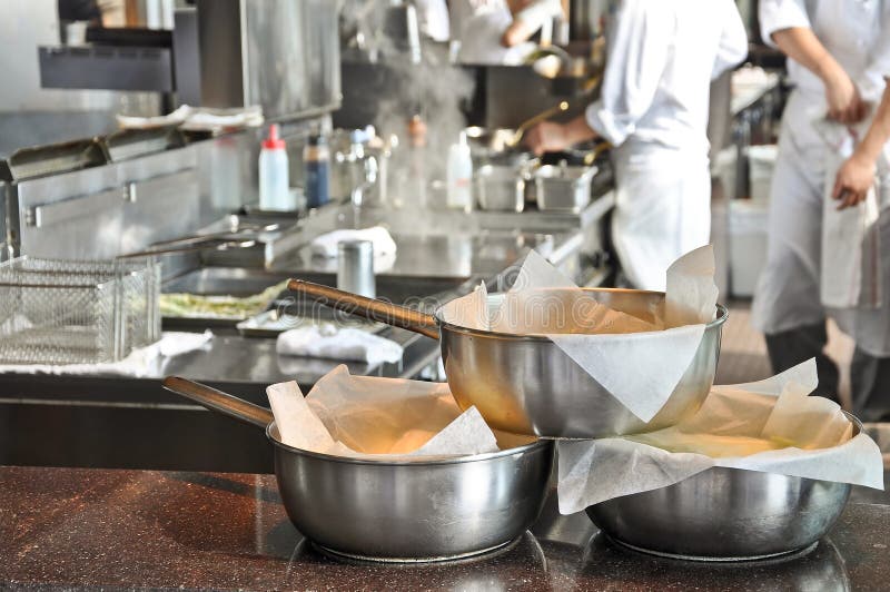 Pans in a kitchen stock photo. Image of kitchen, pans - 52228480