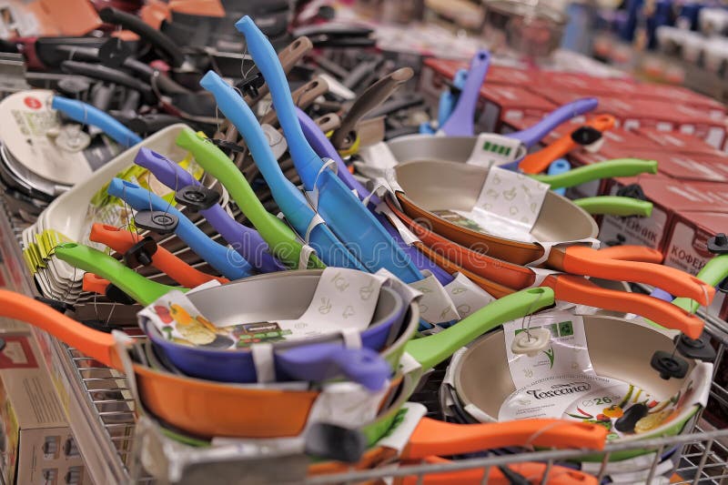 Pans in a supermarket editorial image. Image of shopping - 38798835