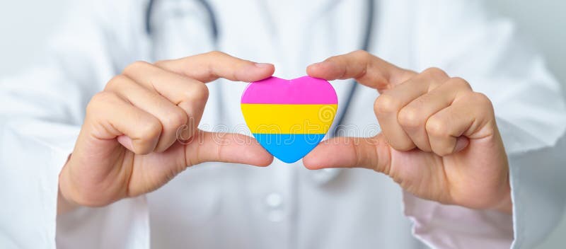 Pansexual Pride Day And Lgbt Pride Month Concept Doctor Hand Holding