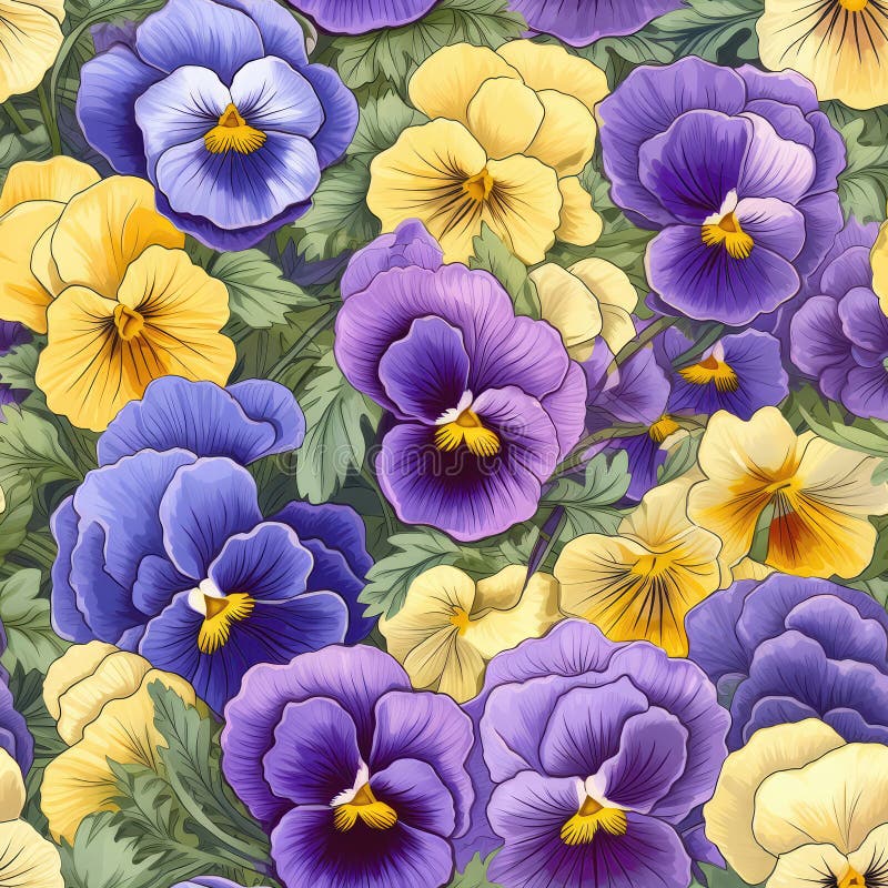 Pansies Closeup, Background. Seamless Background. Generative AI Stock ...
