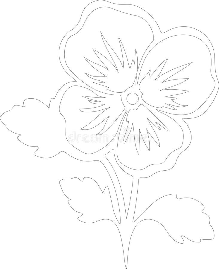 Pansy Outline Silhouette Generative Ai Stock Vector - Illustration of ...