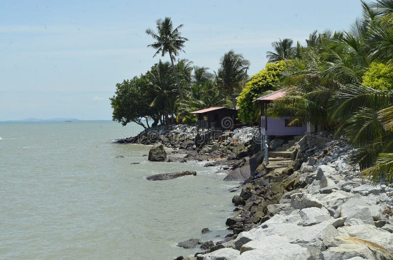 Pantai Puteri Beach stock image. Image of port, editorial - 125446837