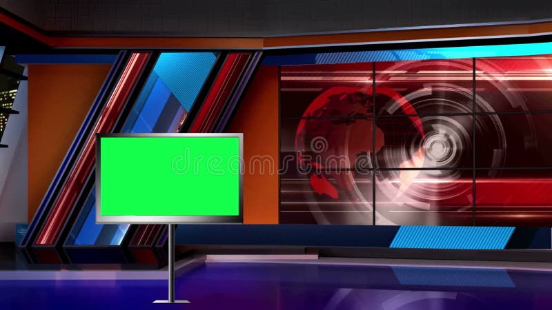 Pantalla Verde De Set De Virtual News Studio Metrajes - Vídeo de ...