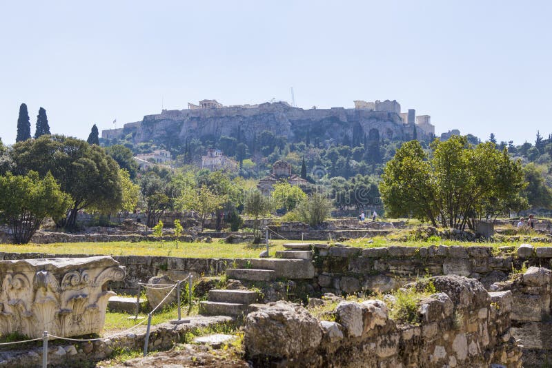 Visiting the Parthenon on Acropolis of Athens Stock Image - Image of ...